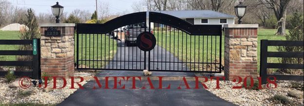 Driveway Gates Installed From Metal Posts Behind Columns 2 | Custom ...