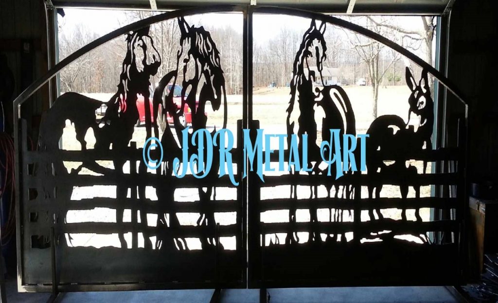 Horse Themed Driveway Gate Designs - JDR Metal Art - Aluminum Steel & Iron