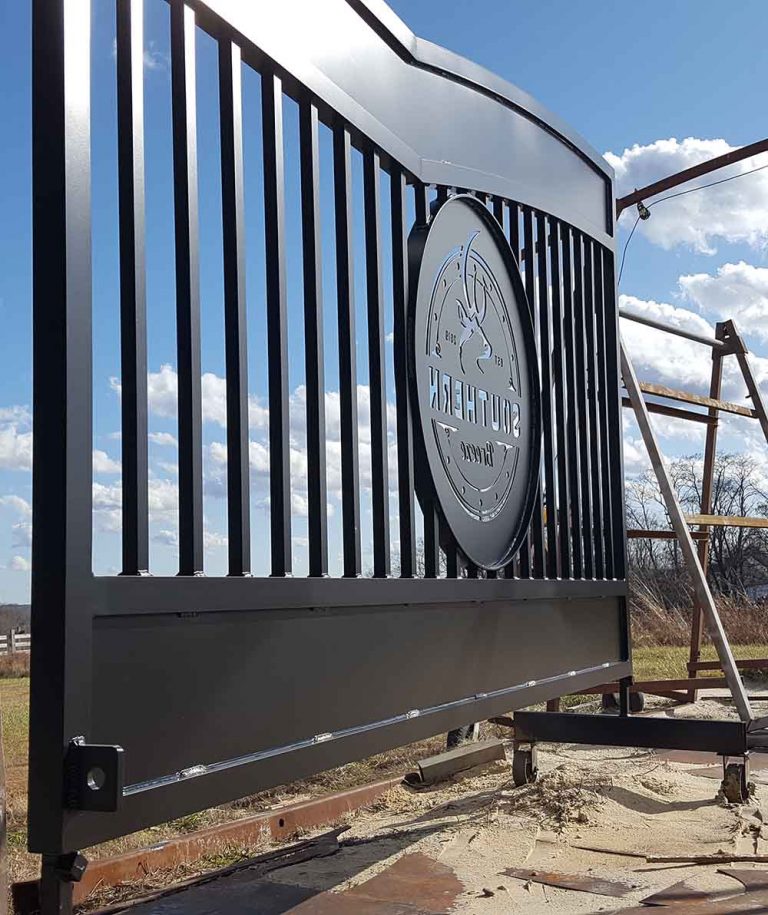 Black Powder Coated Aluminum Entrance Gate | Custom Driveway Gates By ...