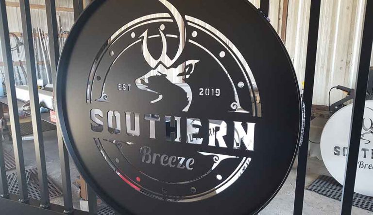 Black Powder Coated Signage On A Custom Aluminium Gate | Custom ...