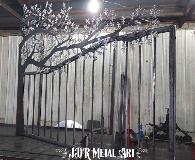 Iron Oak Tree Gate JDR | Custom Driveway Gates | JDR Metal Art | Plasma ...