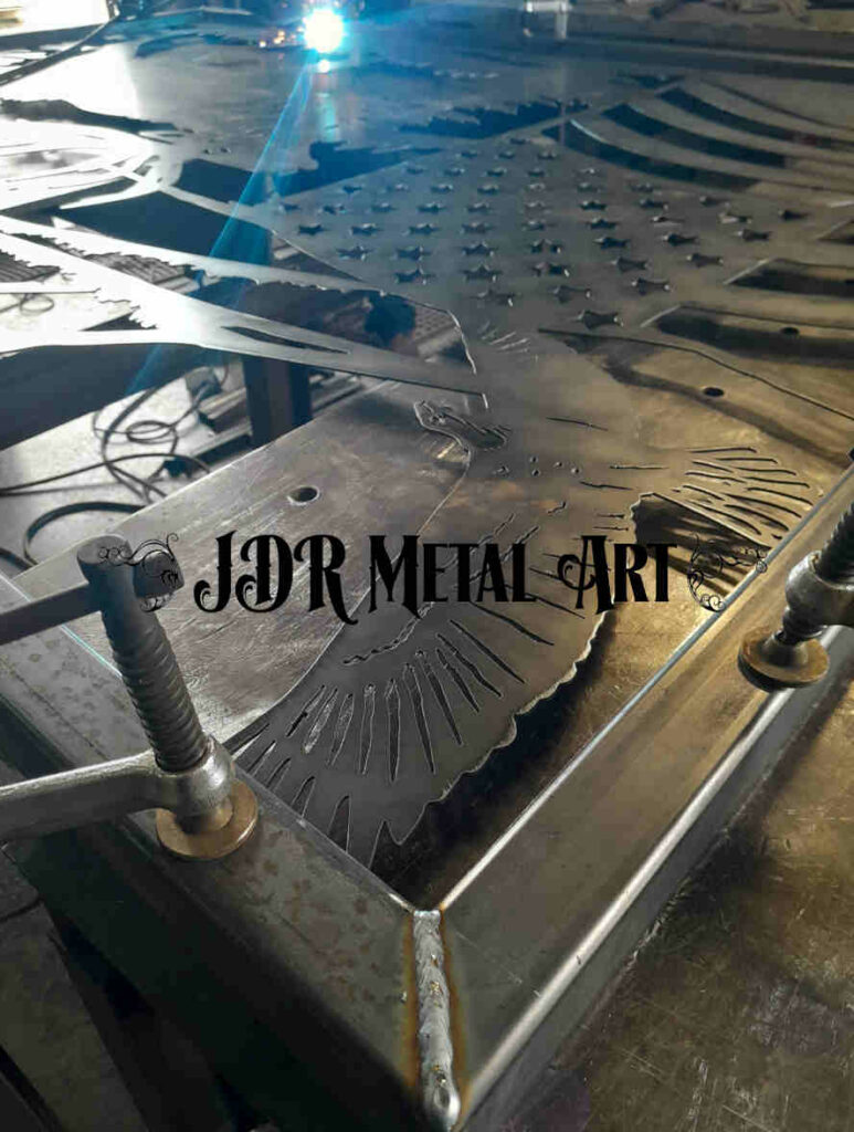 Plasma Cut Driveway Gate With Steel Flying Bald Eagle | Custom Driveway ...